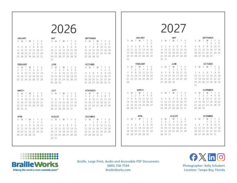 Braille Calendars - Attractive and Accessible - Braille Works